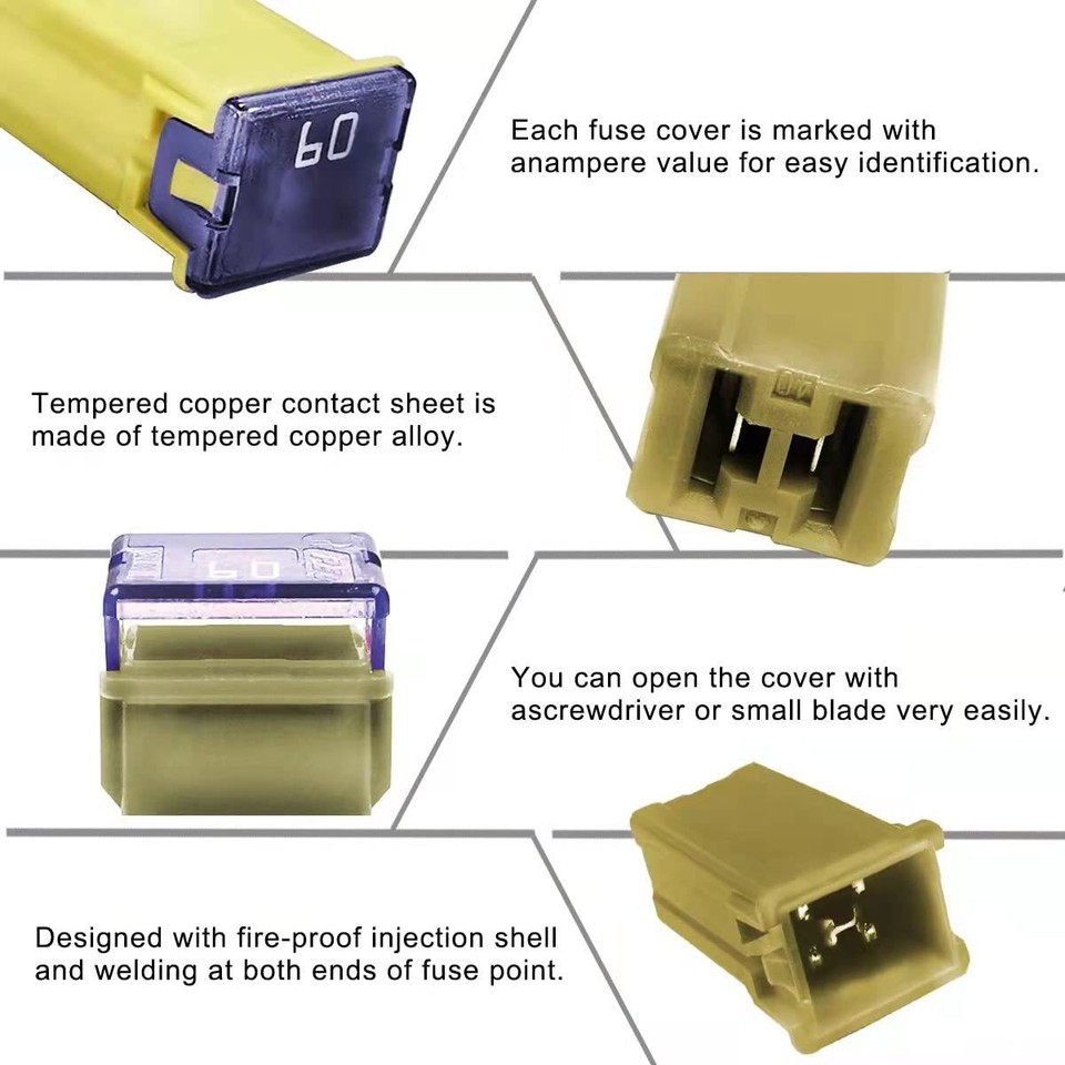 5 Pack Automotive Tall Profile Mini Jcase Fuse 60 Amp Fuses | eBay