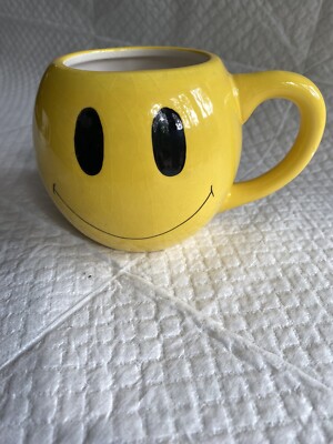 Yellow Smiley Face Mug Happy Face Mug Cup EMOJI Pier One | eBay