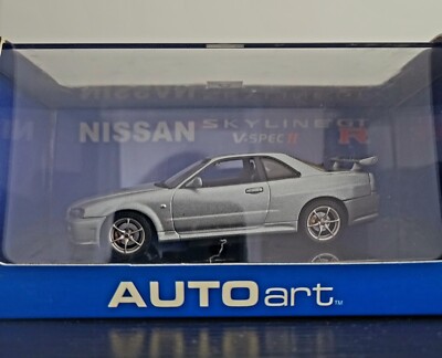 1:43 AUTOart Nissan Skyline R34 GTR V-SPEC II Sparkling Silver Rare ...