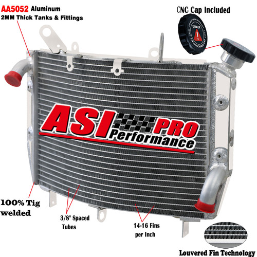 ASI Aluminum Motorcycle Radiator for 2006-2011 2007 2009 Yamaha YZF R6 ...