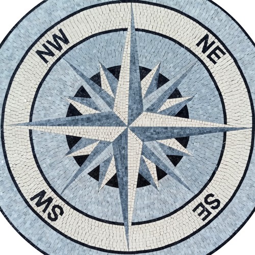 Handmade Light Grey Compass Rose Mosaic Medallion | eBay