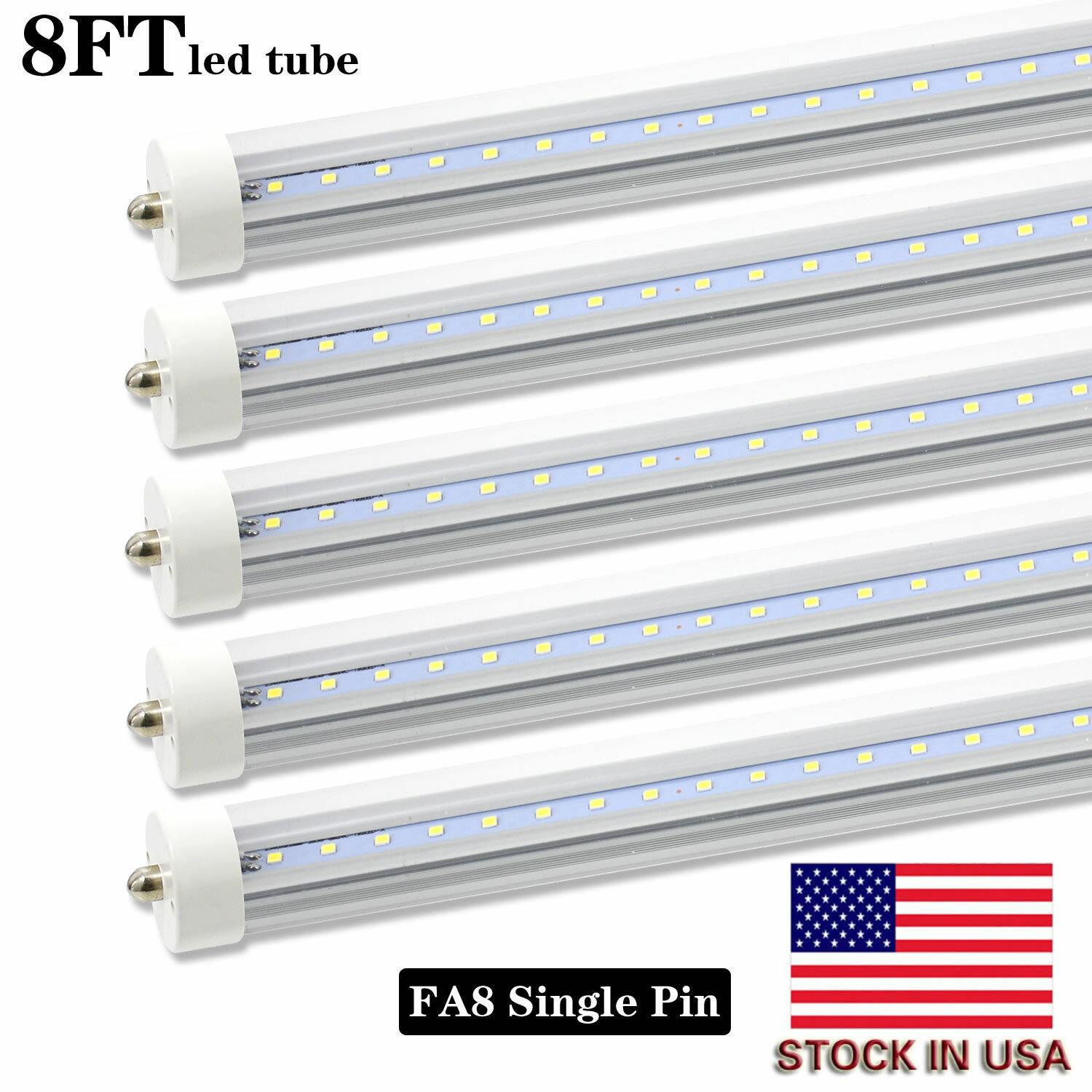 25Pcs T8 T10 T12 8FT LED Tube Light Single Pin FA8 45W 6500K LED Shop ...