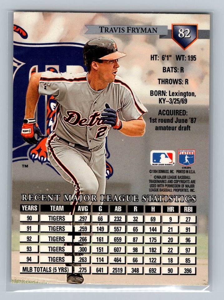 1995 Donruss Travis Fryman #82 Baseball Detroit Tigers | eBay
