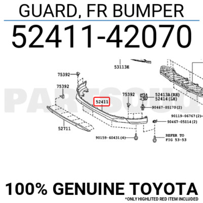 5241142070 Genuine Toyota GUARD, FR BUMPER 52411-42070 | eBay