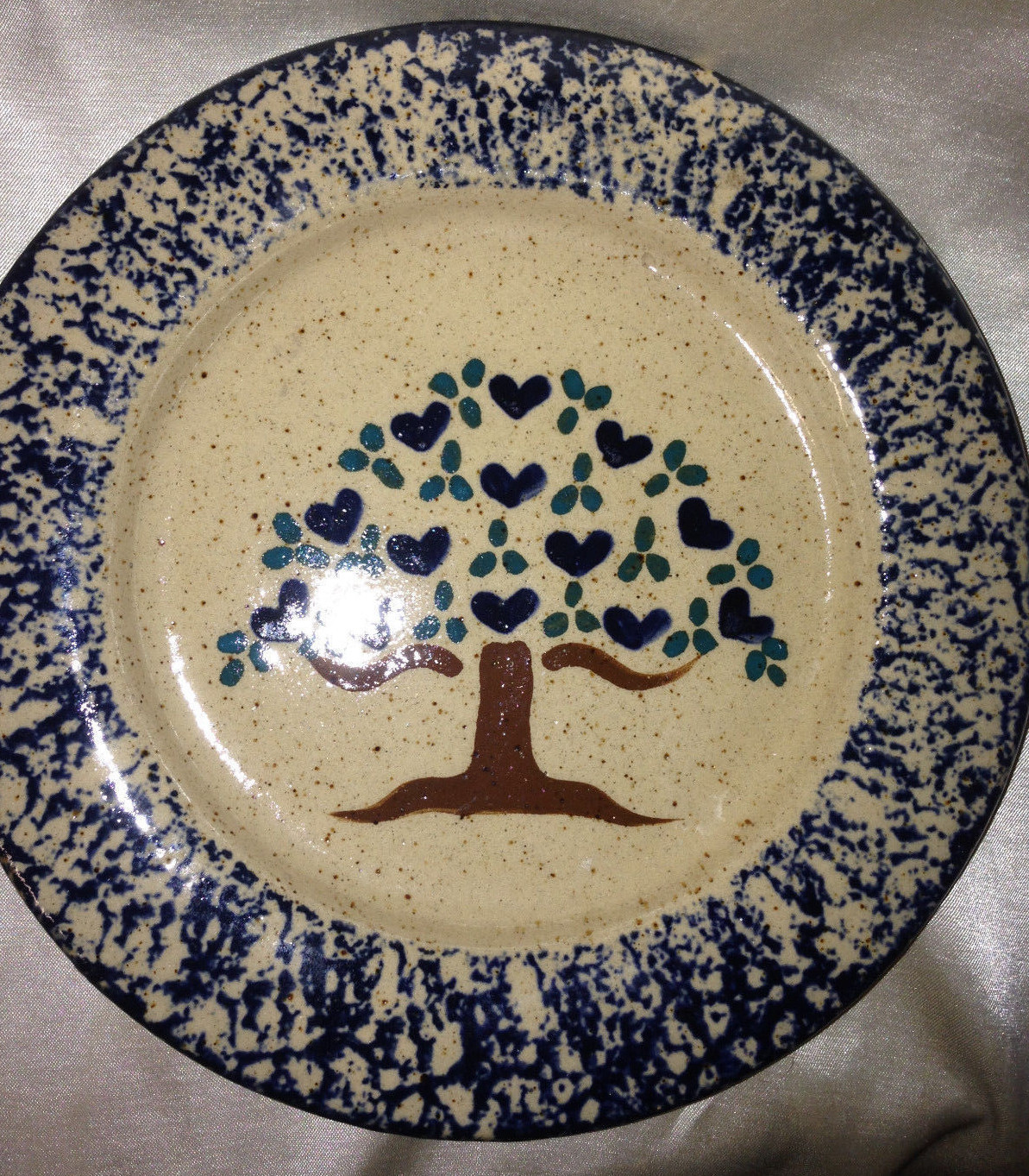 THREE RIVERS POTTERY 1993 COSHOCTON OHIO MICHELLE PLATE 7 1/8" TREES ...