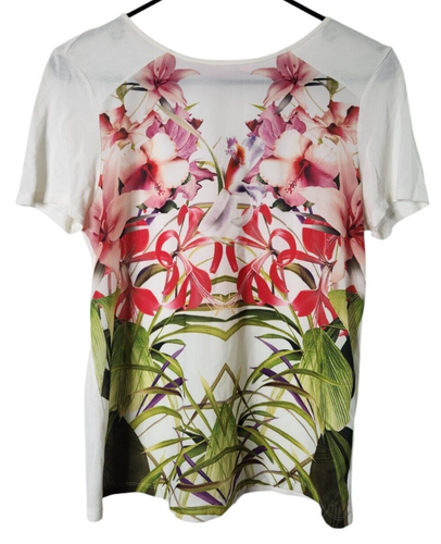 Ted Baker Womens Sz 1 Renella Mirrored Floral Graphic Tee Short Sleeve ...
