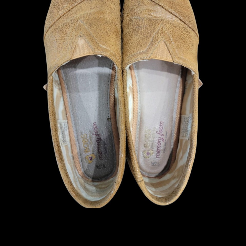 Bobs By Skechers Slip On Faux Leather Brown Womens Size 7.5 Memory Foam ...