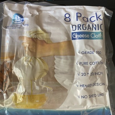 8 Pcs Reusable Cheesecloth Grade 100 20x20 Inch Hemmed Organic Cheese ...