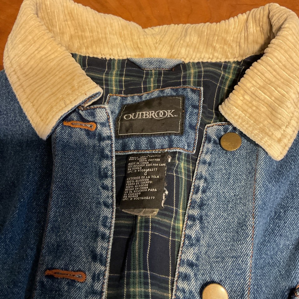 Vintage 1980’s OUTBROOK Flannel Lined Denim Jacket, Large, Button | eBay