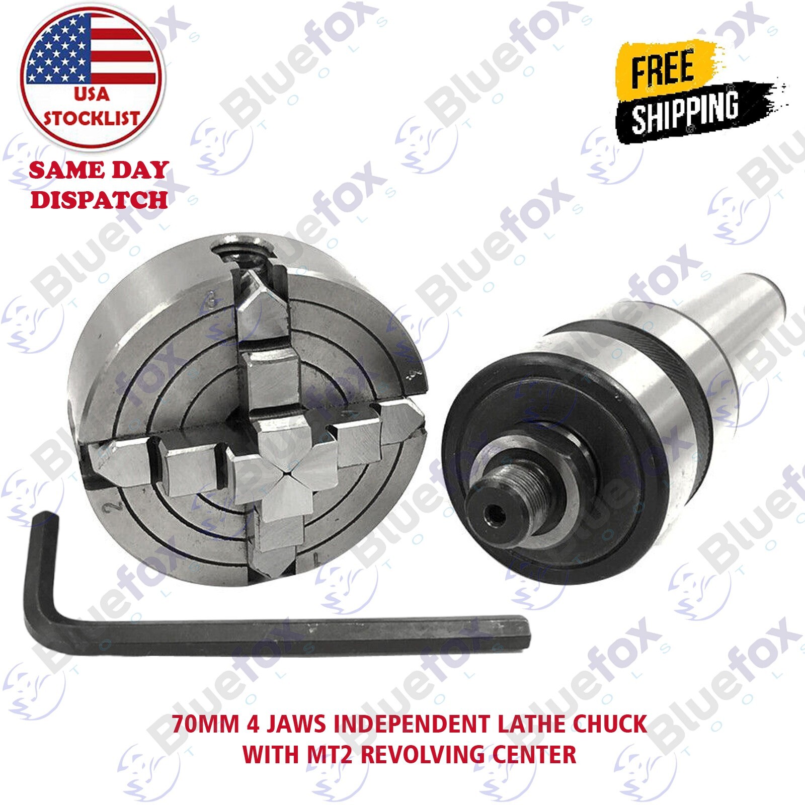 Revolving Center MT 2 Shank M14 X 1+ 4 Jaw Independent 70 mm Lathe ...