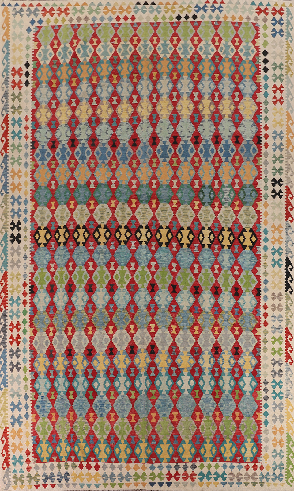 Colorful Kilim Rugs Rectangle Flatweave Pile Wool Kelim Carpets 10x16 ...