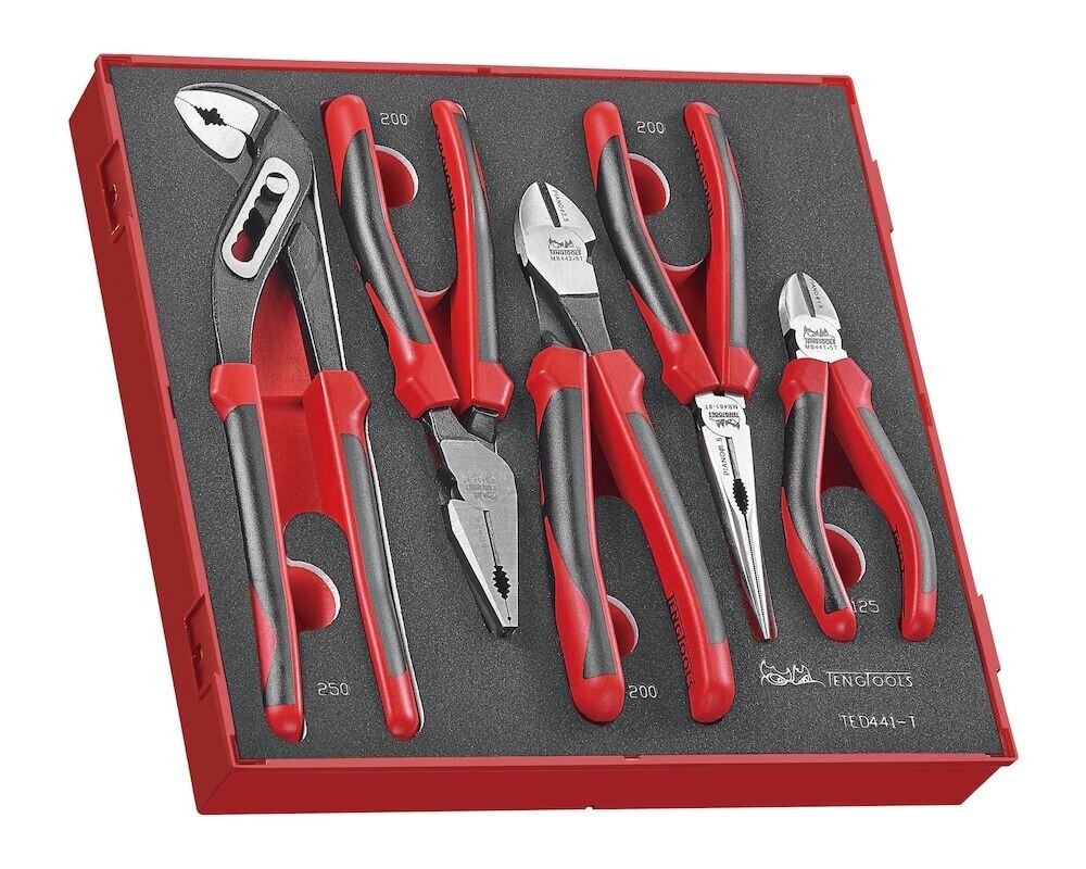 Teng Tools TED441-T - Plier Set in Tray (TPR Grip) - 5pcs | eBay UK