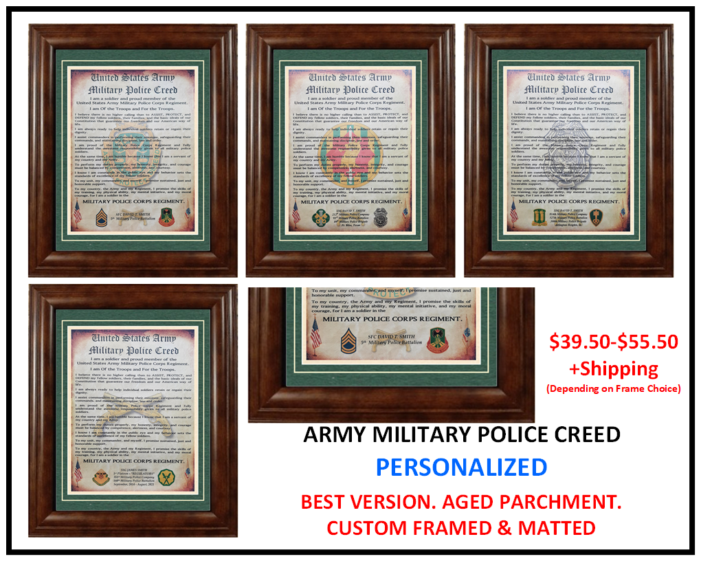 MC-BETTER: ARMY Military Police Creed ALL UNITS FRAMED (B1 ...