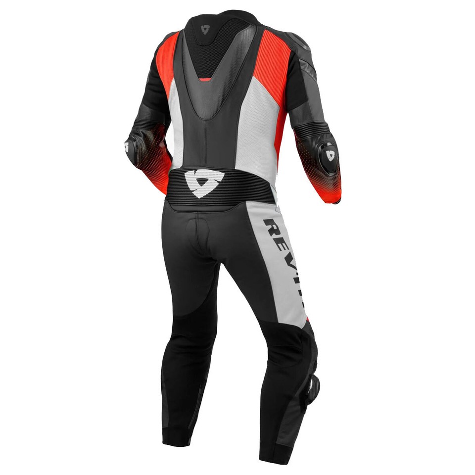 Revit Control Motorcycle One Piece Leather Suit Black / Neon Red / Grey ...