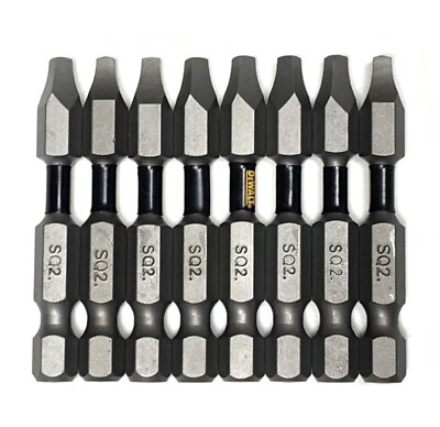 Square SQ2 2 in. DEWALT TOUGH GRIP 8Pc Bit Set IMPACT READY NEW Screw ...