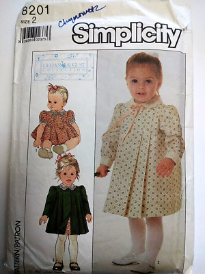 Dress Coat Girls 2 2T Simplicity 8201 Sewing Pattern Lillian August ...