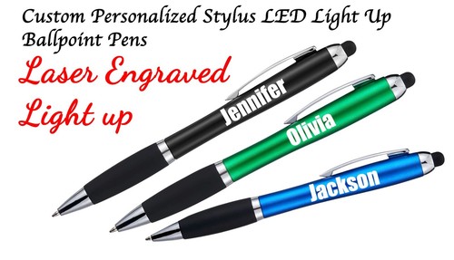 Customized Personalized Stylus LED Light Up Ballpoint Pens Free ...