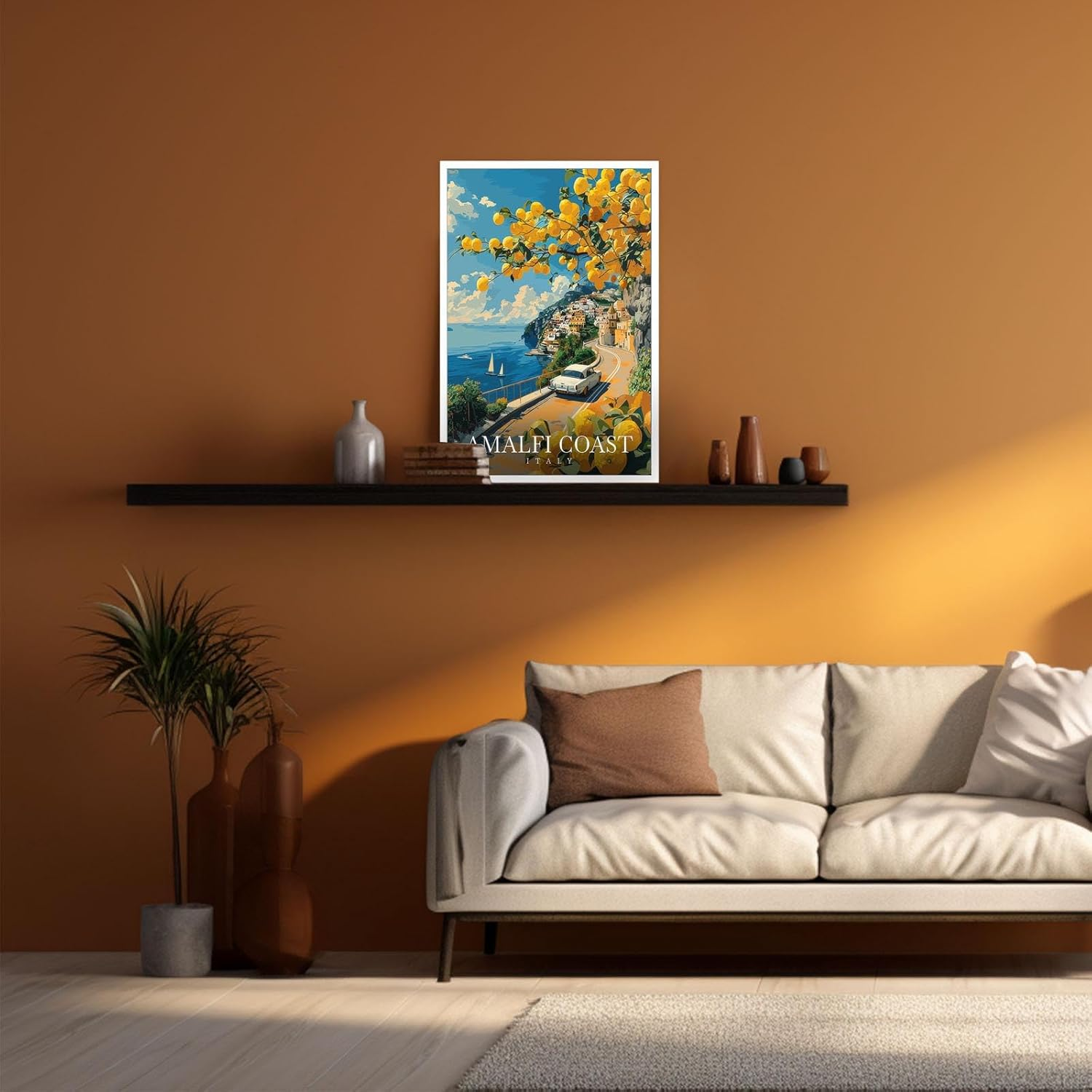 Vintage Amalfi Coast Scenery Wall Art Funky Italy City Landscape Canvas ...