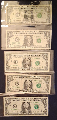 2013B Duplicate Lot of (5) New York $1 One Dollar Fort Worth⭐️ STAR⭐️ ...