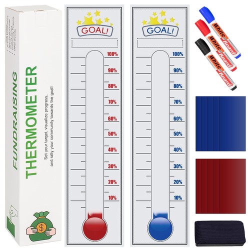 Fundraising Thermometer, 48"x12" Self-adhesive Chart Goal Tracker, With ...