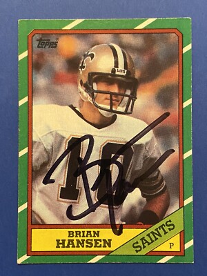 BRIAN HANSEN Signed 1986 Topps #348 New Orleans Saint Sioux Falls ...