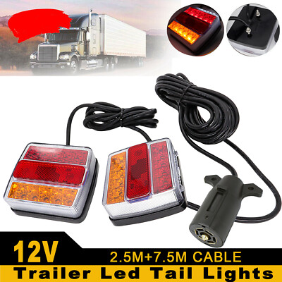 1 Tail Set Trailer Light 12V 16 Led 10m Line 7 Pin Kit Plug Indicator ...