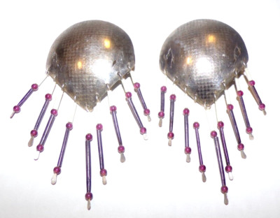 Southwestern Beaded Shield Sterling Silver Earrings Pierced Etched ...