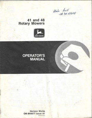 John Deere 41 and 48 Rotary Mowers Operator's Owner's Manual | eBay