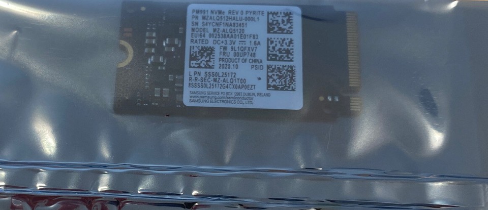 512GB Samsung SSD M.2 2242 PM991 NVME MZALQ512HALU-000L1 MZ-ALQ5120 ...