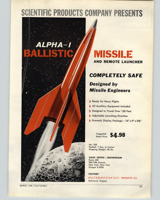 1958 PAPER AD Toy Scientific Products Alpha -1 Ballistic Missile | eBay