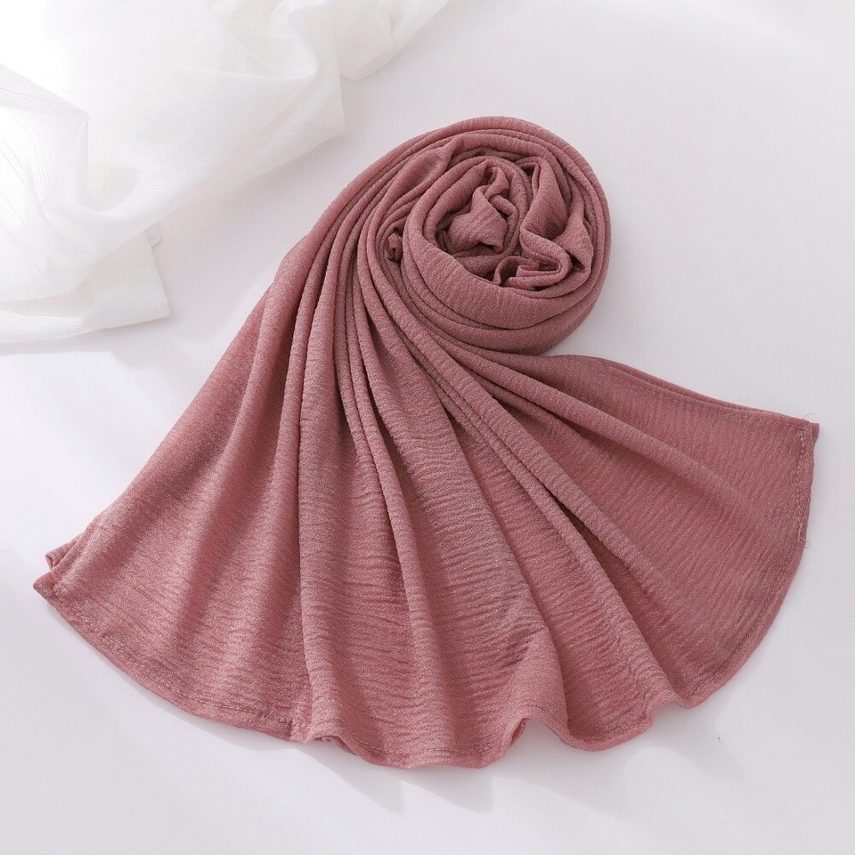 Solid Color Scarves Wrinkled Headscarves Shawls and Wraps Jersey Ladies ...