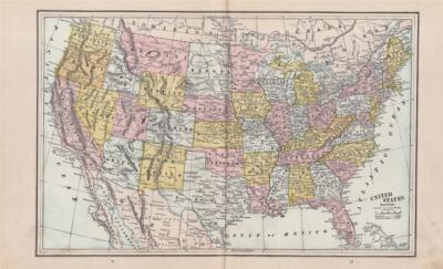 1886 ANTIQUE GASKELL'S FAMILY ATLAS OF THE WORLD-MAP OF THE UNITED ...