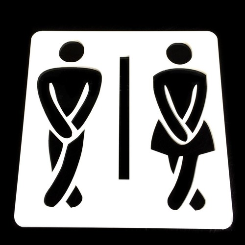Male & Female Crossed Legs Toilet Door Sign (in different sizes ...