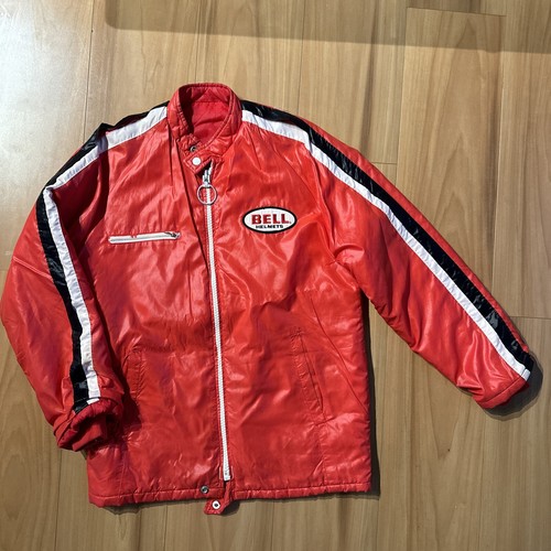 Bell Helmets Racing Stripe Red Jacket Lightweight Zip Front Vintage | eBay