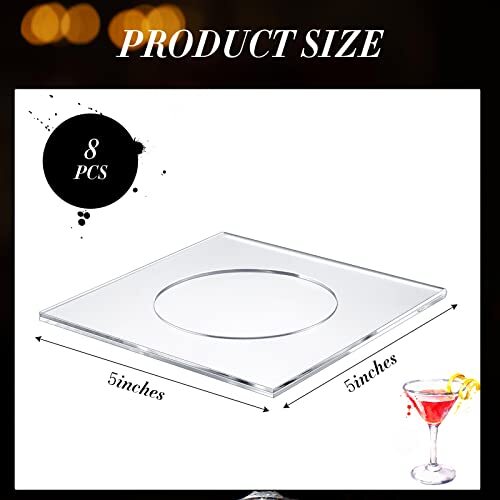 8 Pack Acrylic Coasters DIY Cocktail Napkin Holder Square Clear ...