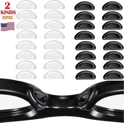 32× Silicone Eyeglasses Anti-slip Stick On Nose Pads Sunglasses Glasses ...