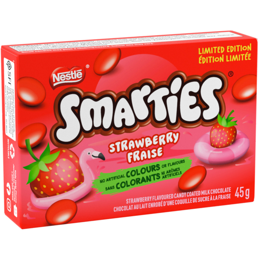 5 X Smarties Strawberry Flavor Candy Coated Milk Chocolate 45g Each Box ...