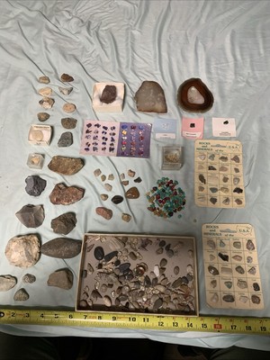 Huge mineral rock crystal collection over 200 pcs- Estate -not searched ...