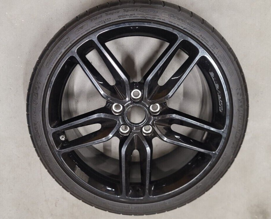 14-18 Corvette C7 Split Spoke OEM Black Rear Wheel 20x10 With TIRE 285 ...