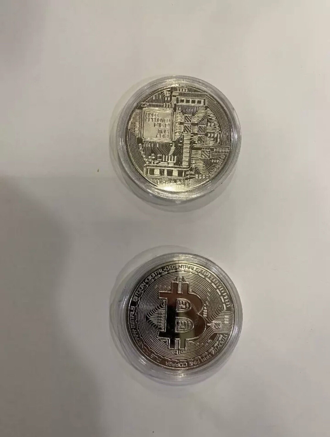 Bitcoin Physical Coin (2 x Coins) Crypto Currency Silver Token | eBay