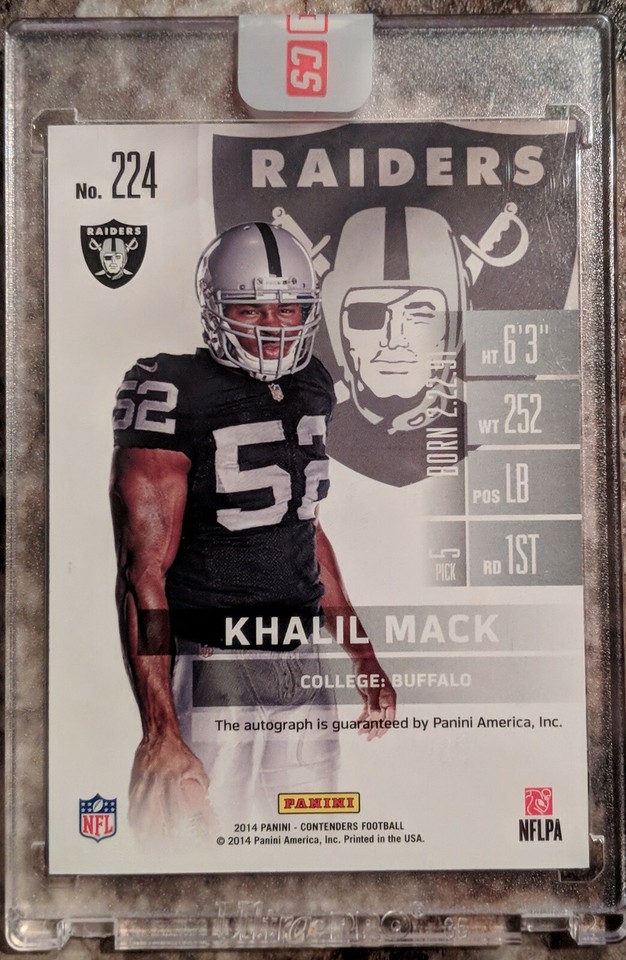 Khalil Mack 2014 Panini Contenders Rookie On Card Auto SP Variation ...