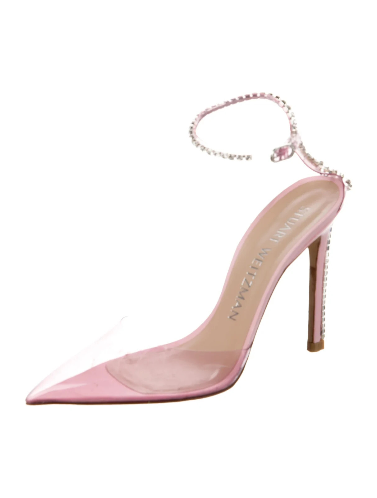 STUART WEITZMAN Pink & Clear PVC Crystal Embellishments Sandals SZ 8.5 ...