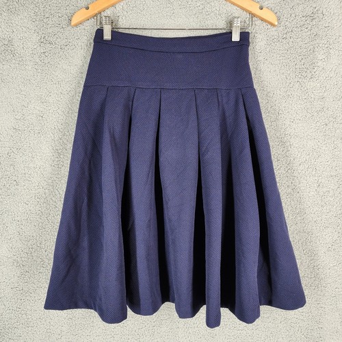 Junee Women's Small Pleated Skirt A-Line Textured Career Casual Navy ...