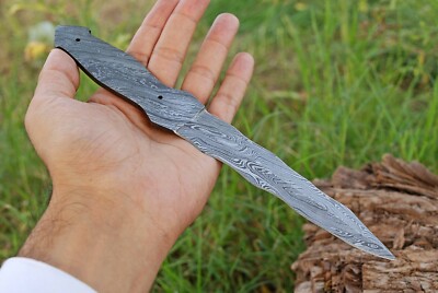 CUSTOM HAND FORGED DAMASCUS DAGGER HUNTING BOOT KNIFE BLANK BLADE Full ...
