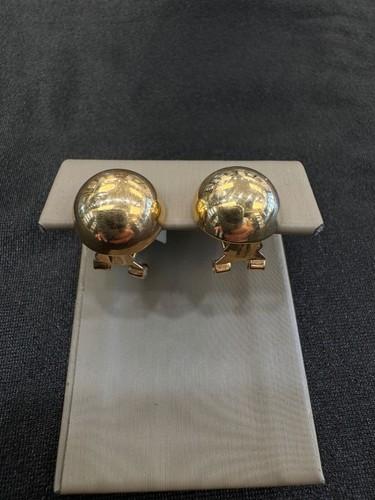 14K Yellow Gold Half Ball Omega Clip On Earrings Jewerly | eBay