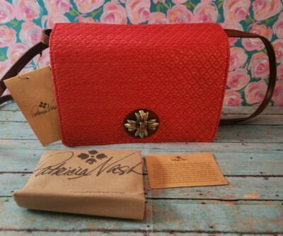 Patricia Nash Consilina Papaya Diamond Weave Crossbody Bag Raffia Red ...