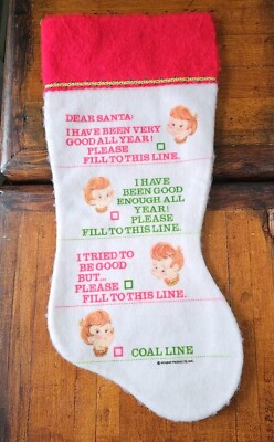 Vintage 19.5" Felt Christmas Stocking Dear Santa Fill to this Line Boy ...