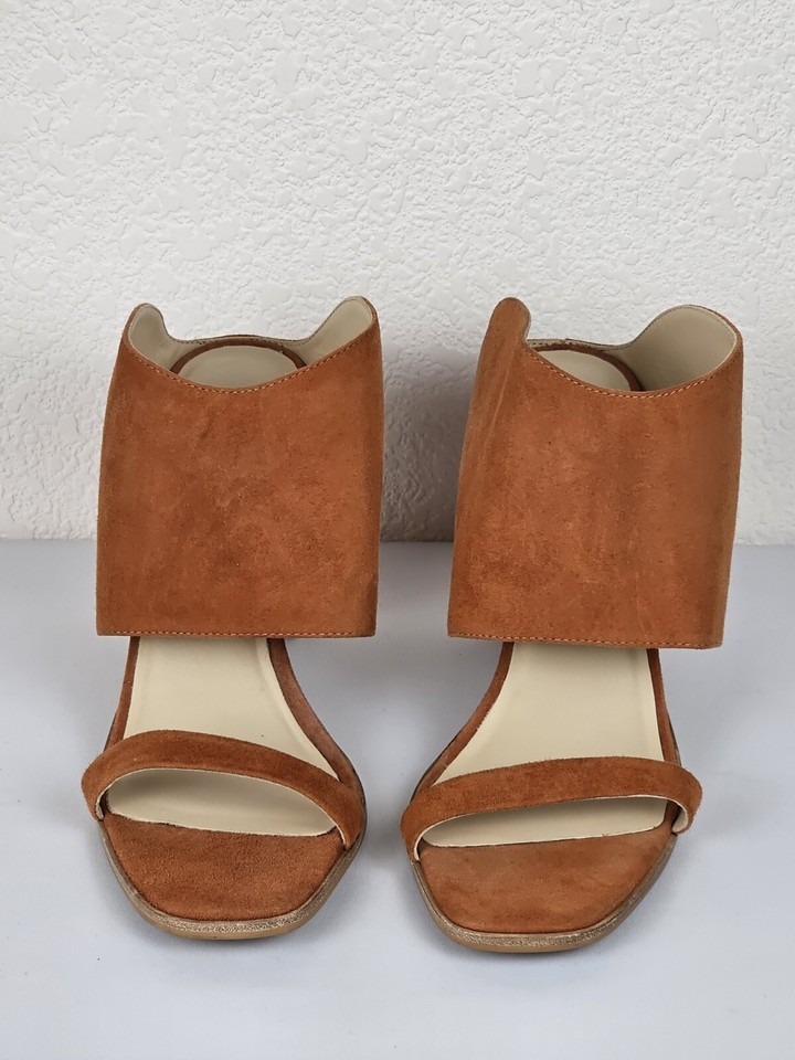 42 Gold Linx Mecca Tan Suede Slide Sandal Heels Sz 10 | eBay