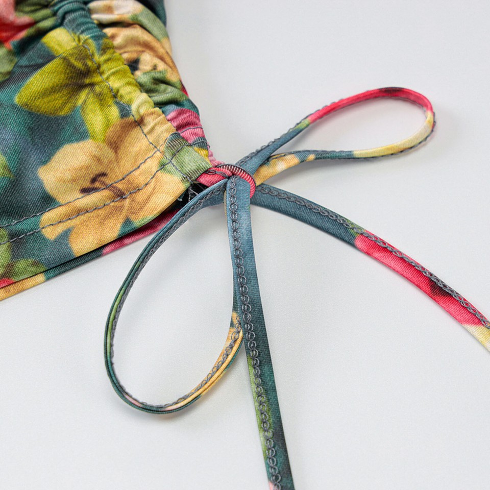 Y2k Bandage Halter Cop Top Women Floral Print Backless Camis Sleeveles ...