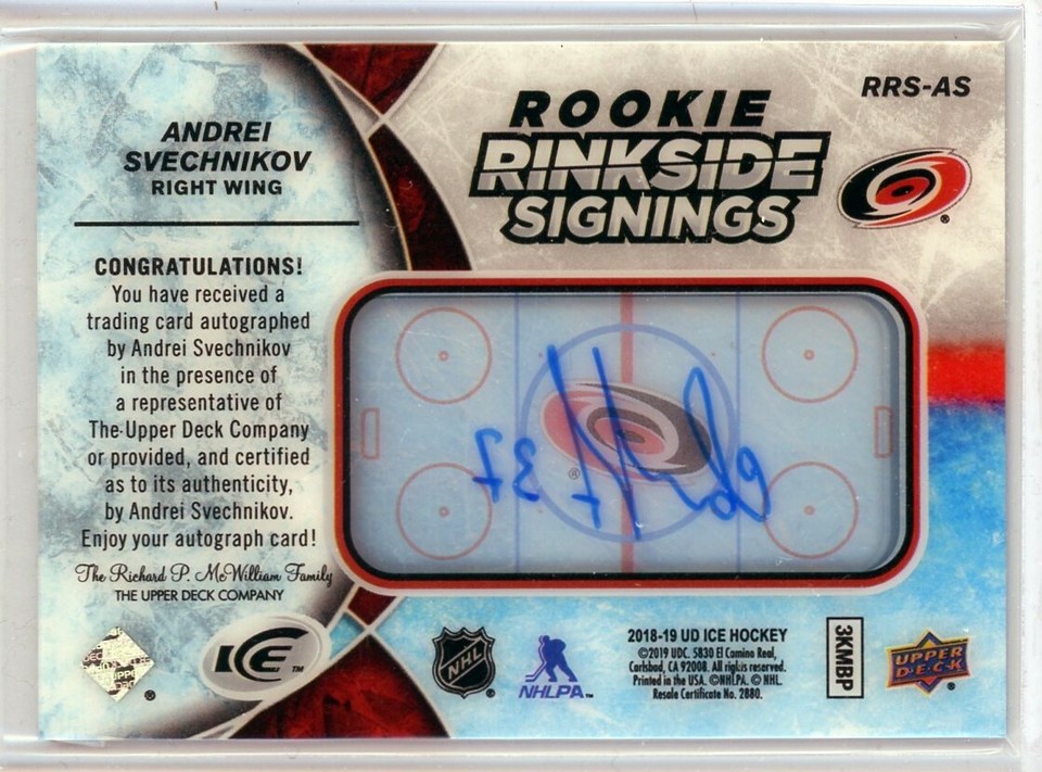2018-19 Upper Deck Ice Rookie Rinkside Signings #RRSAS Andrei ...